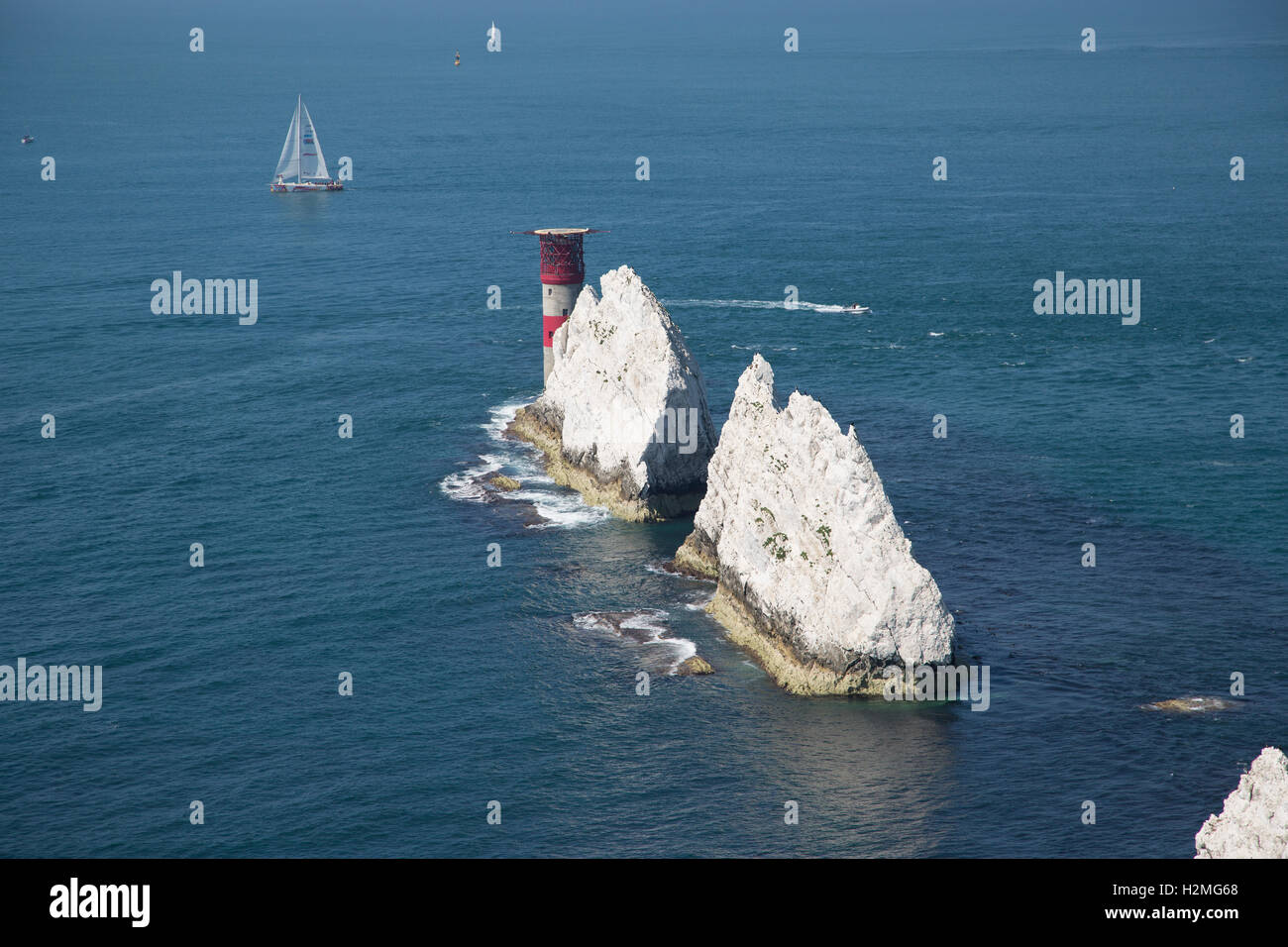 The Needles Lighthouse from cliff Stock Photo - Alamy
