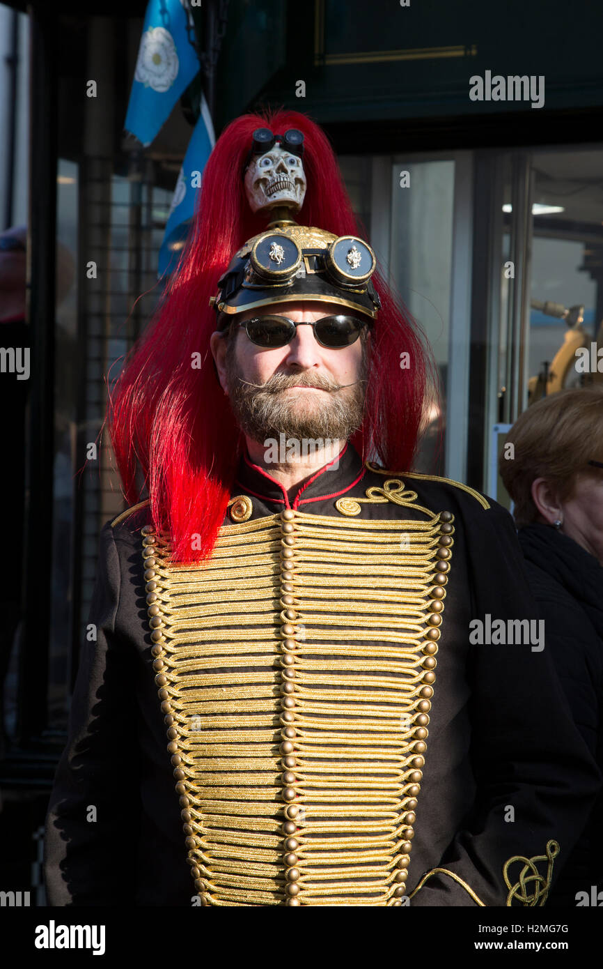A man dressed as steampunk soldier on Whitby goth weekend Stock Photo ...