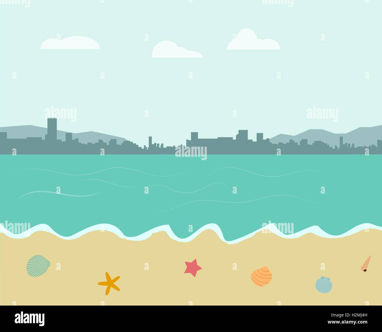 Beautiful beach landscape pastel Stock Vector Images - Alamy