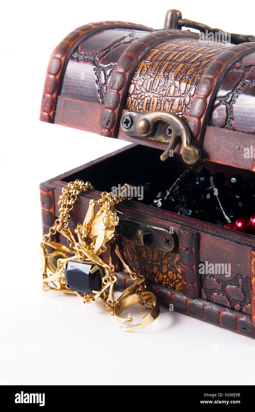 old treasure chest box on white Stock Photo - Alamy