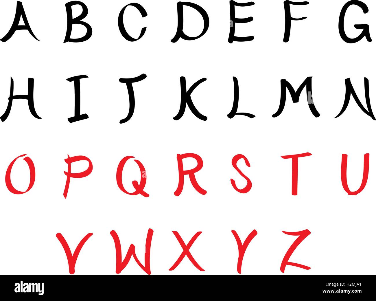 A to Z English font set in retro asian style, vector Stock Vector Image ...