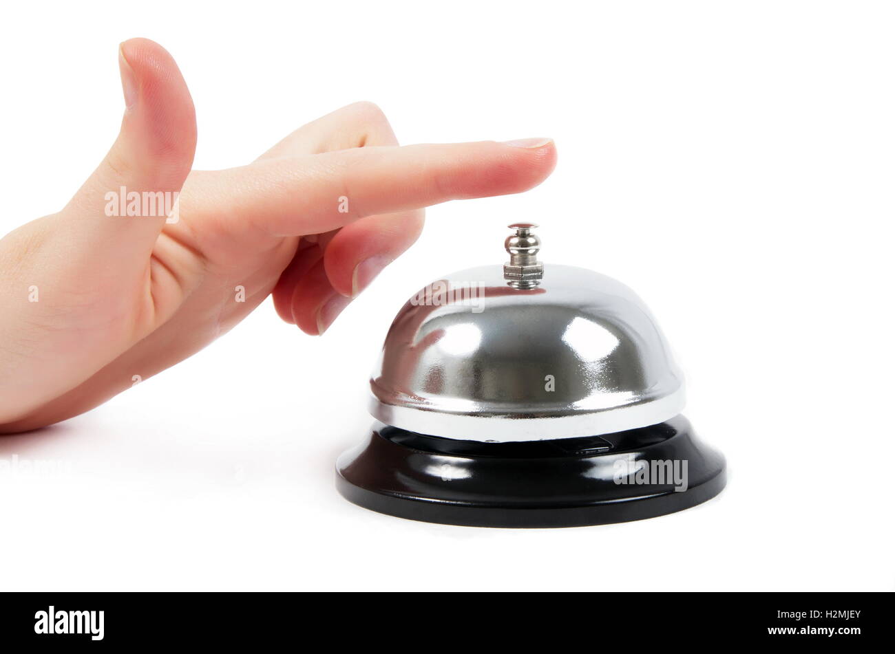 ring bell with the hand on white Stock Photo - Alamy