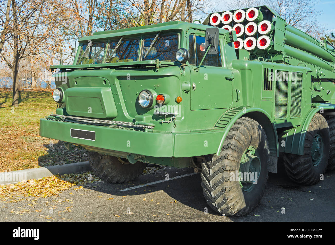 Soviet multiple launch rocket system "Hurricane", chassis ZIL-135 Stock ...