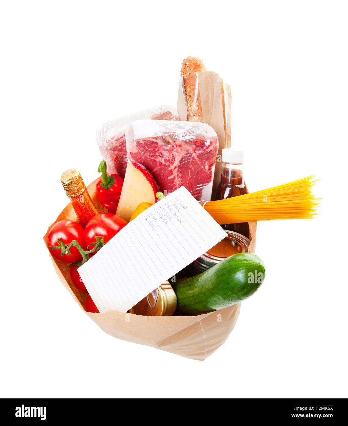 Groceries With List Stock Photo - Alamy