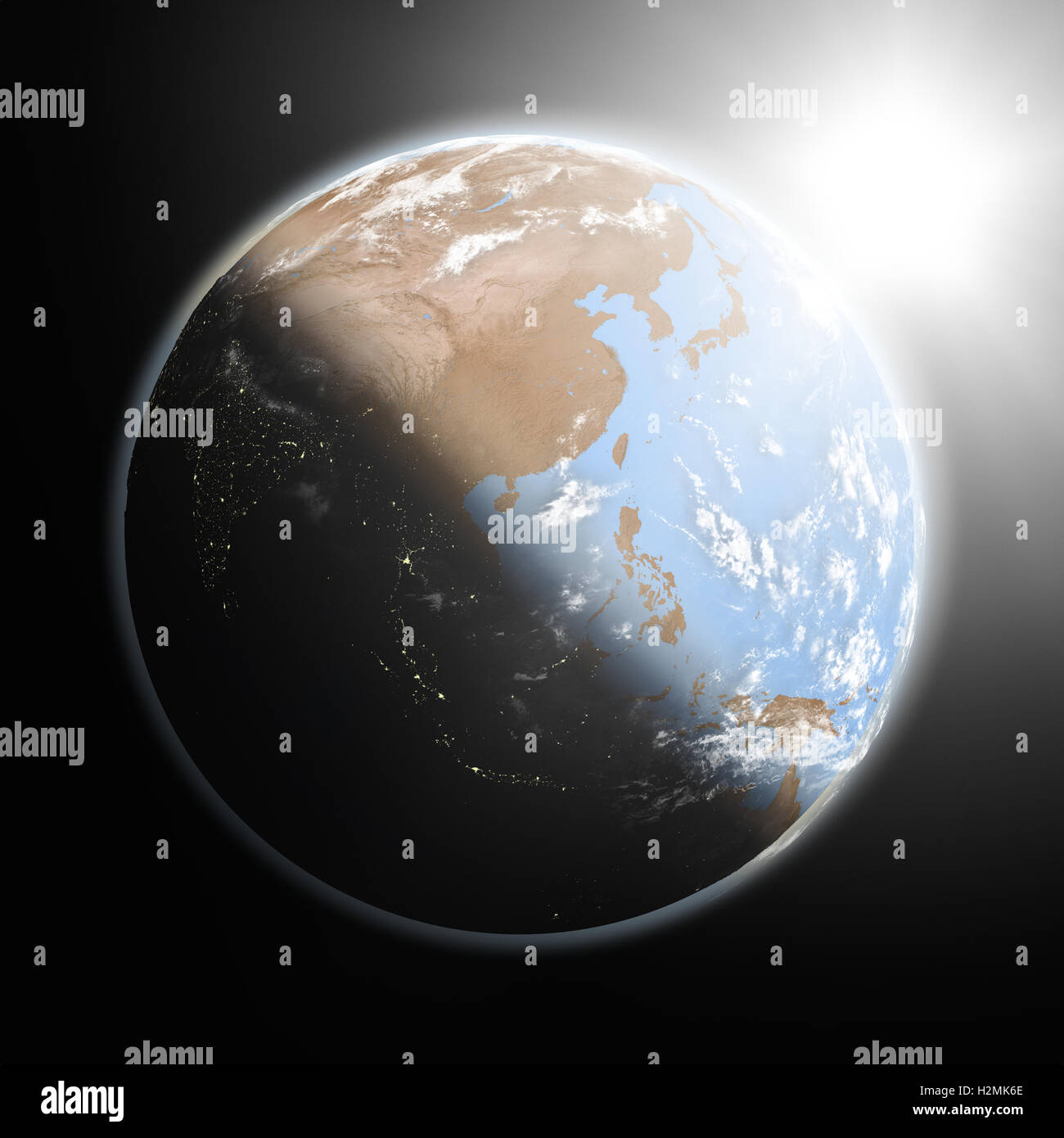 Sunrise over southeast Asia Stock Photo - Alamy