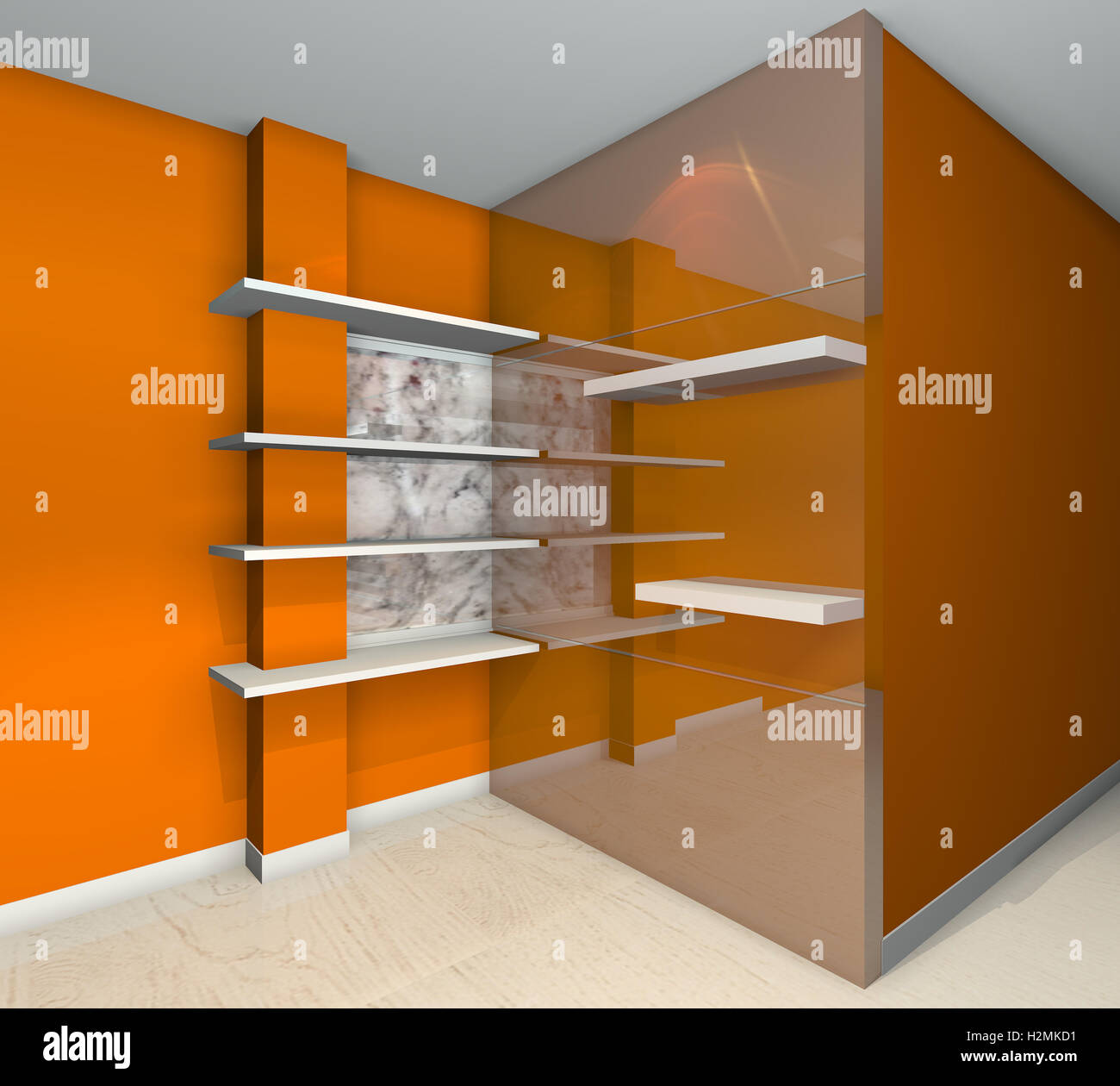 shelves designs orange Stock Photo - Alamy