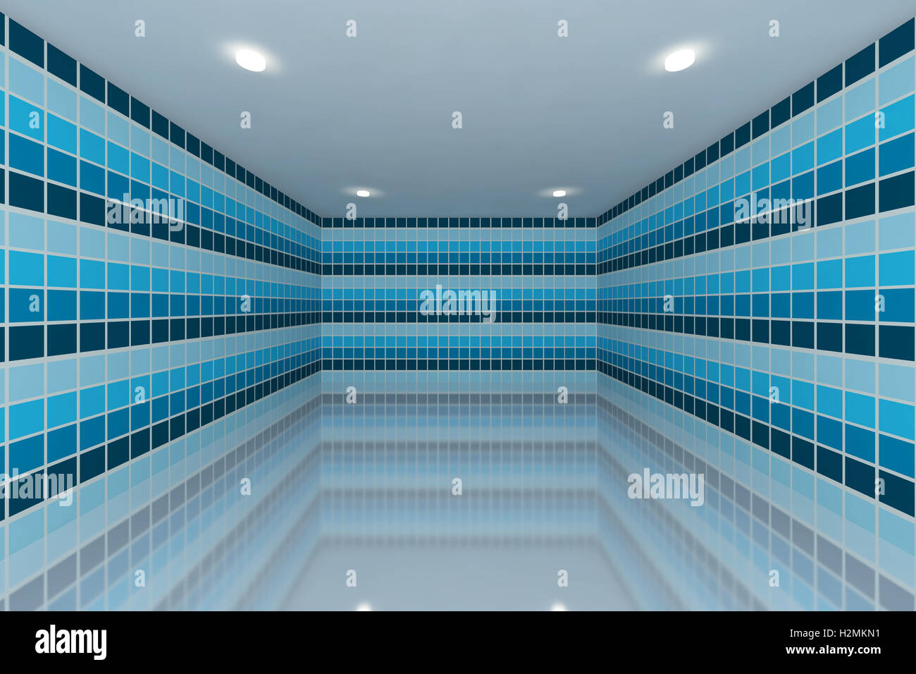 blue tone tile wall design Stock Photo - Alamy