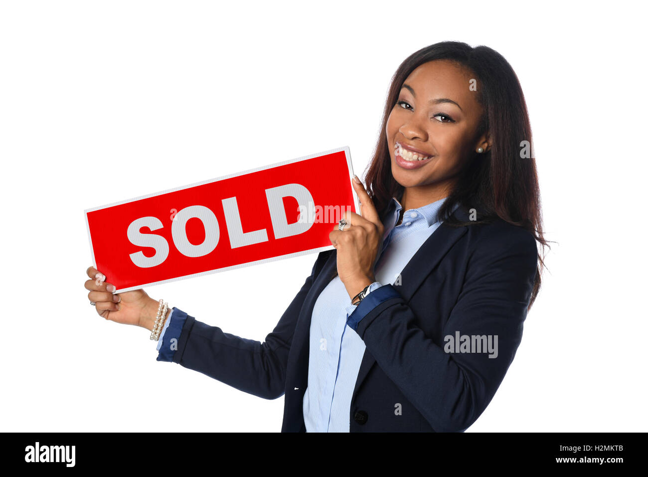 Realtor showing sold sign happy and excited. Smiling joyful Asian ...