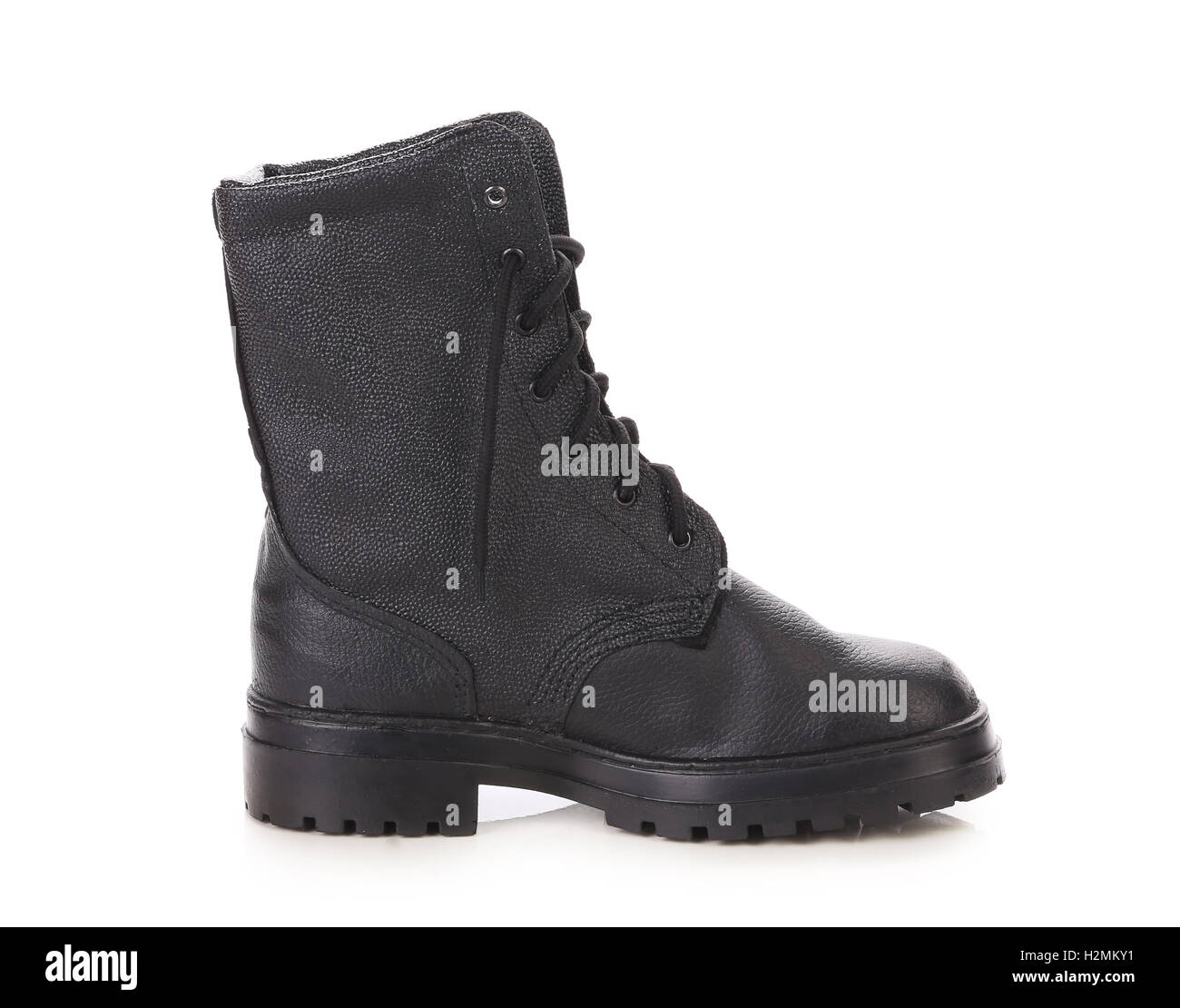 Black leather boot Stock Photo - Alamy