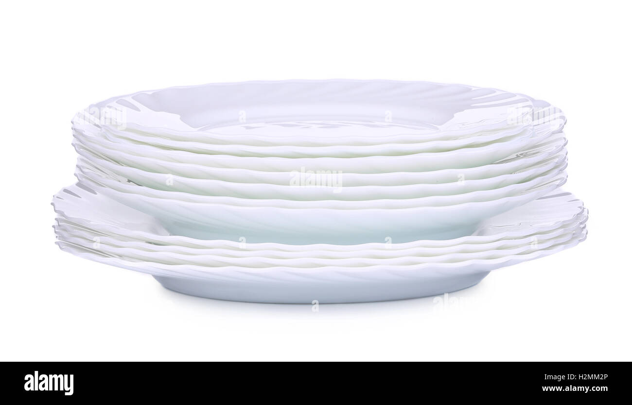 Stack of white plates Stock Photo - Alamy