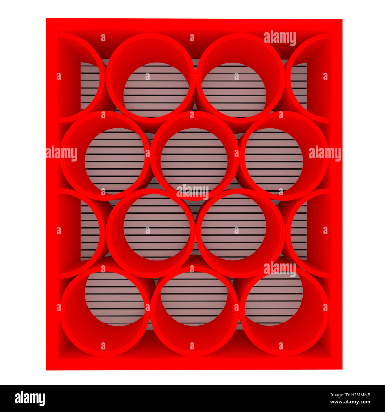 Empty red shelves rounded Stock Photo - Alamy
