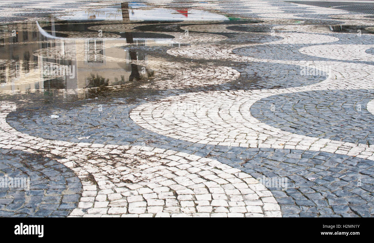Floor of a street with stone tiles, Lisbon, Portugal Stock Photo - Alamy