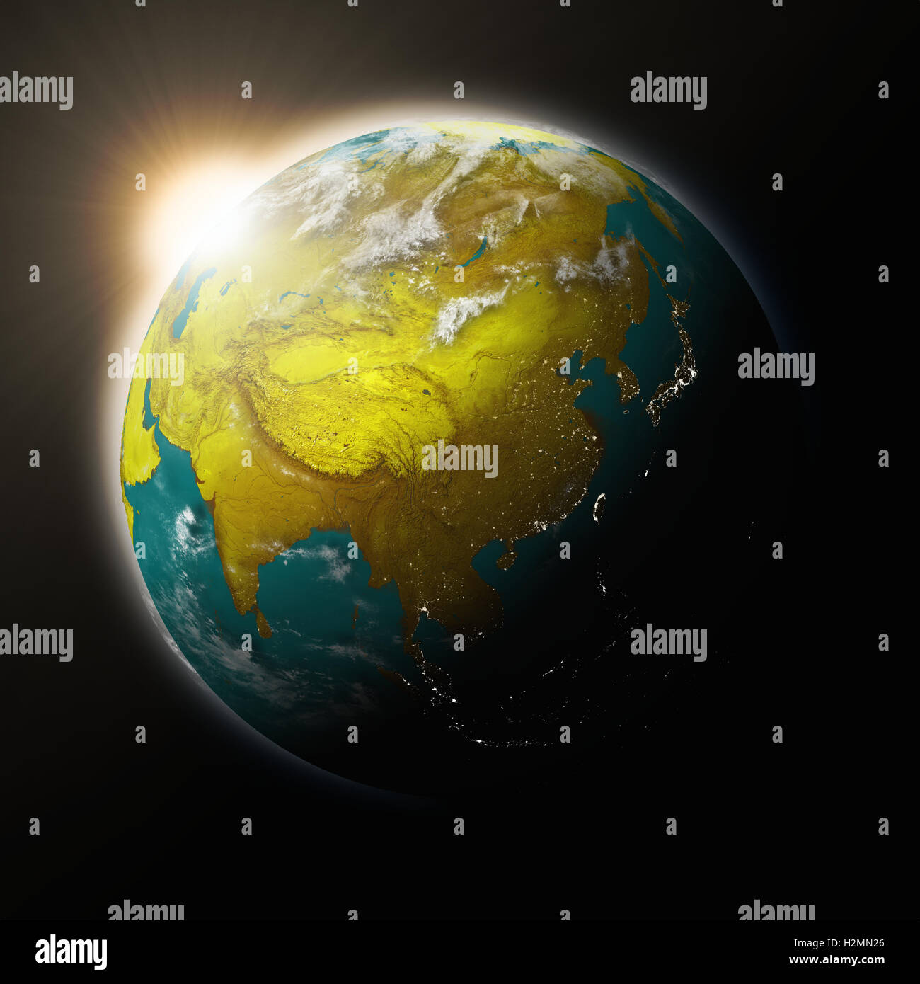 Sun over Southeast Asia on planet Earth Stock Photo - Alamy