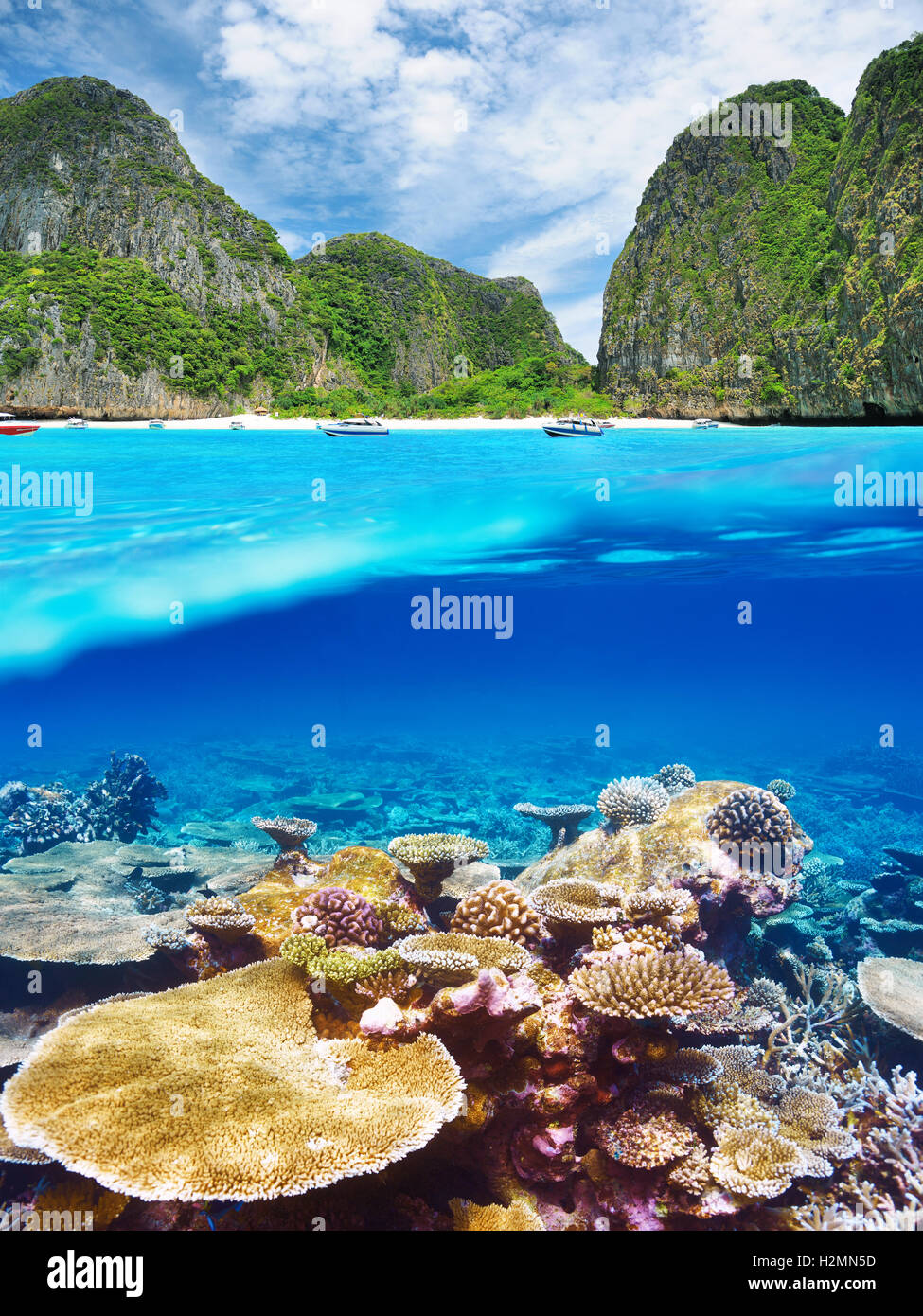 Lagoon with coral reef underwater view Stock Photo - Alamy