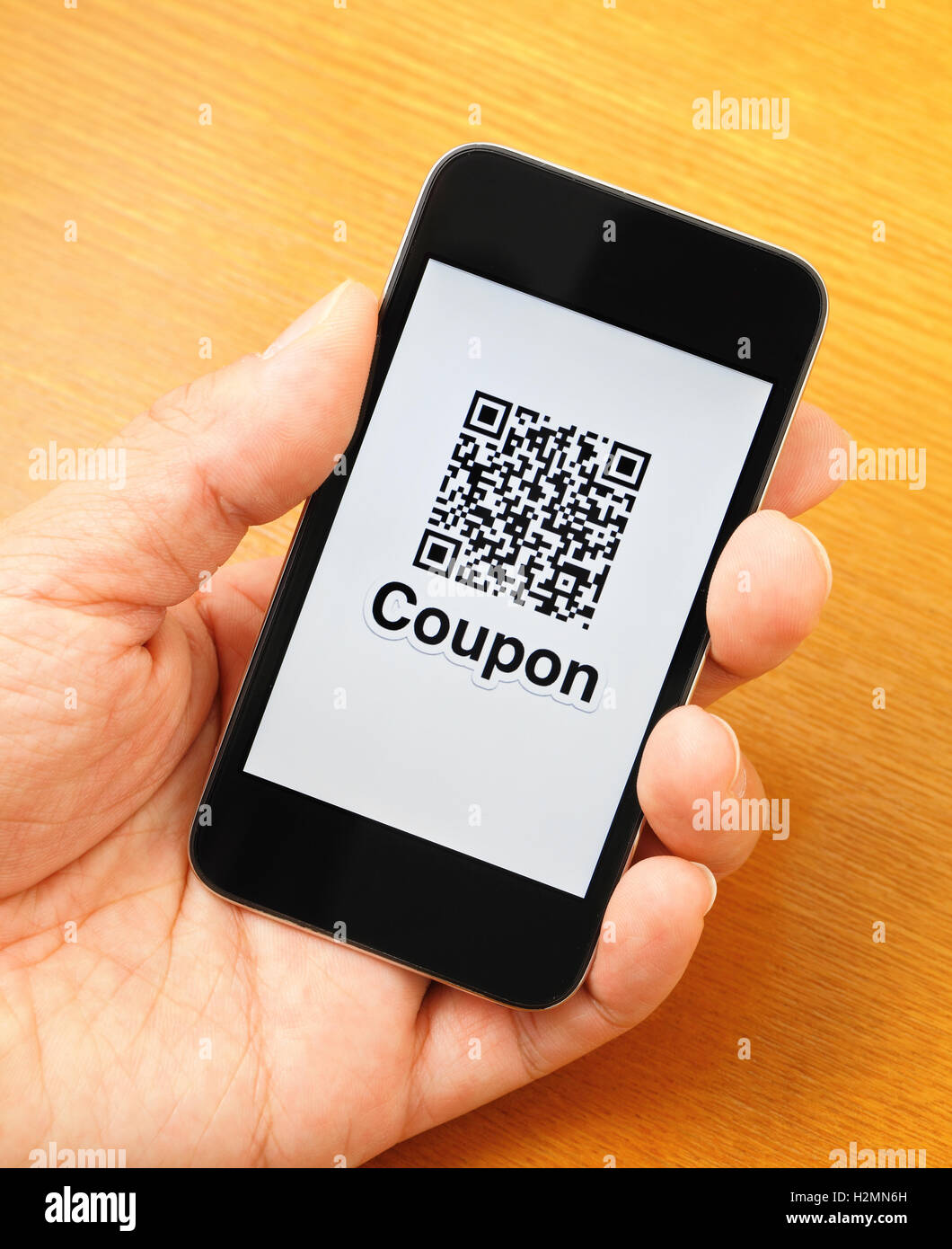 QR code on mobile display Stock Photo - Alamy