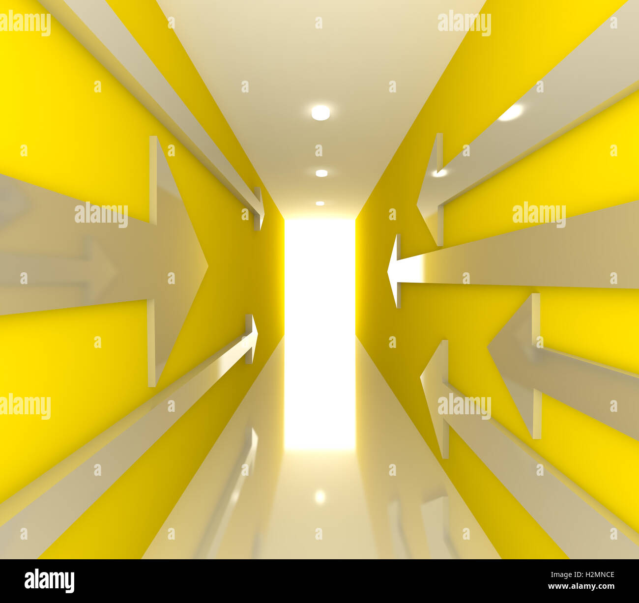 Yellow Empty Room With Arrow Stock Photo - Alamy