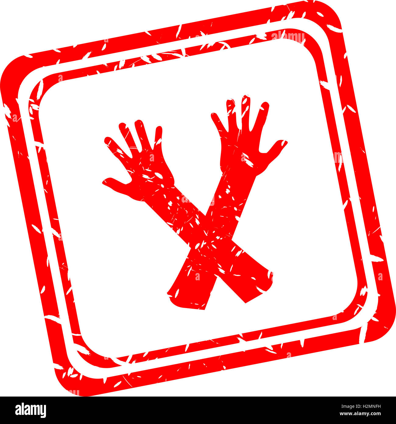 hands symbol on red stamp isolated on white Stock Photo - Alamy