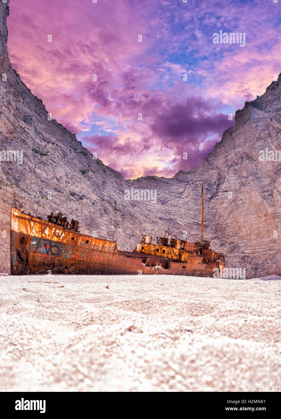 The famous Navagio Shipwreck beach in Zakynthos island Greece Stock ...