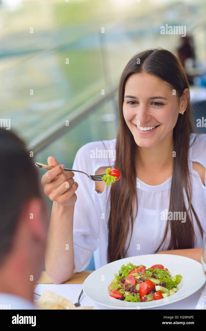 couple having lanch at beautiful restaurant Stock Photo - Alamy