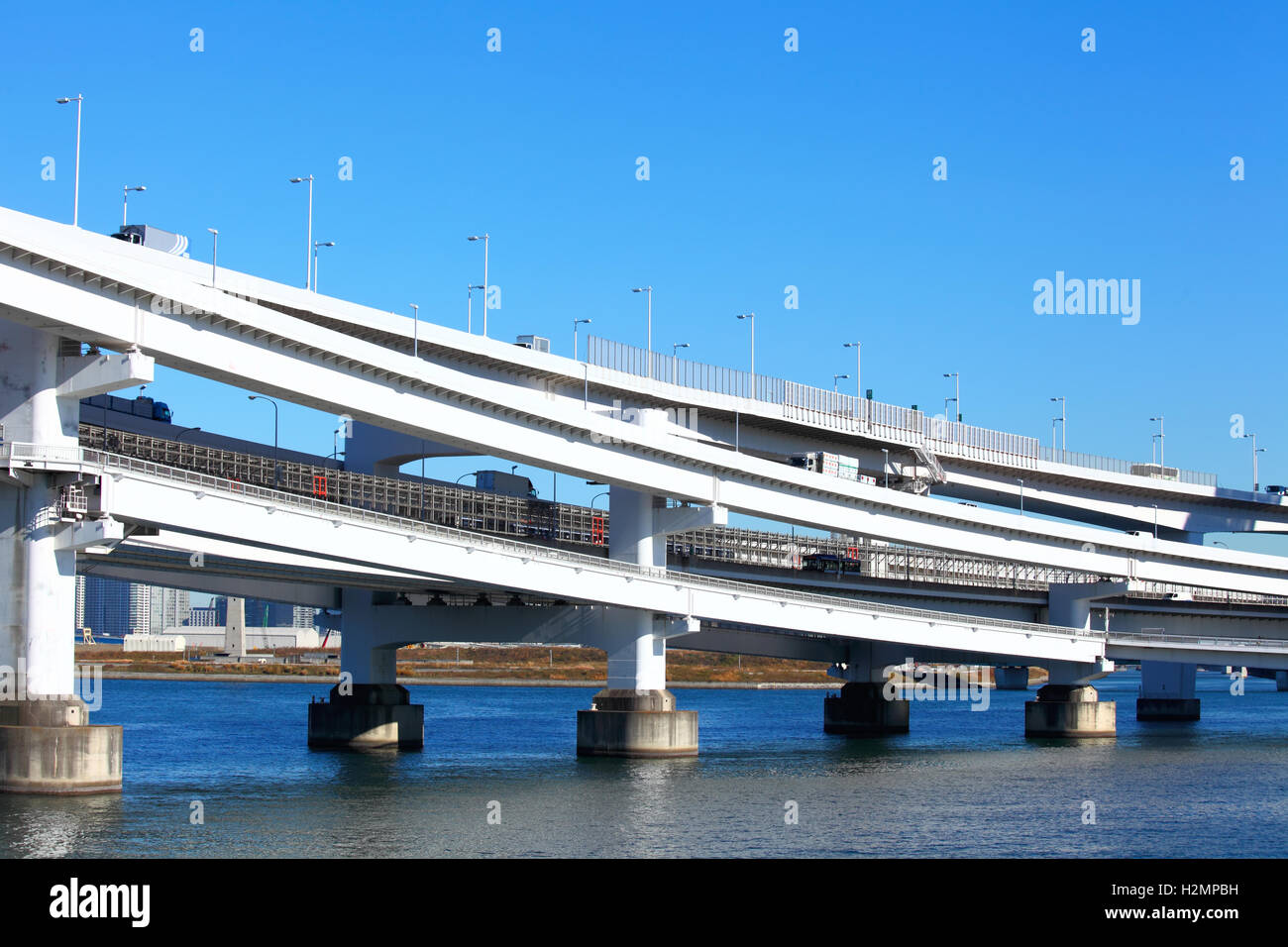Freeway with sea in Tokyo Stock Photo - Alamy