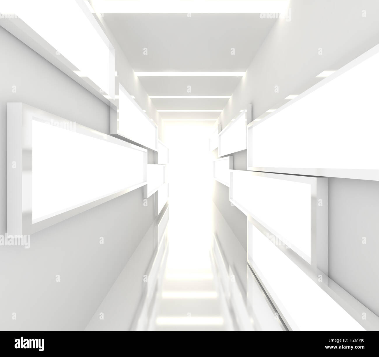 Abstract white interior rendering Stock Photo - Alamy