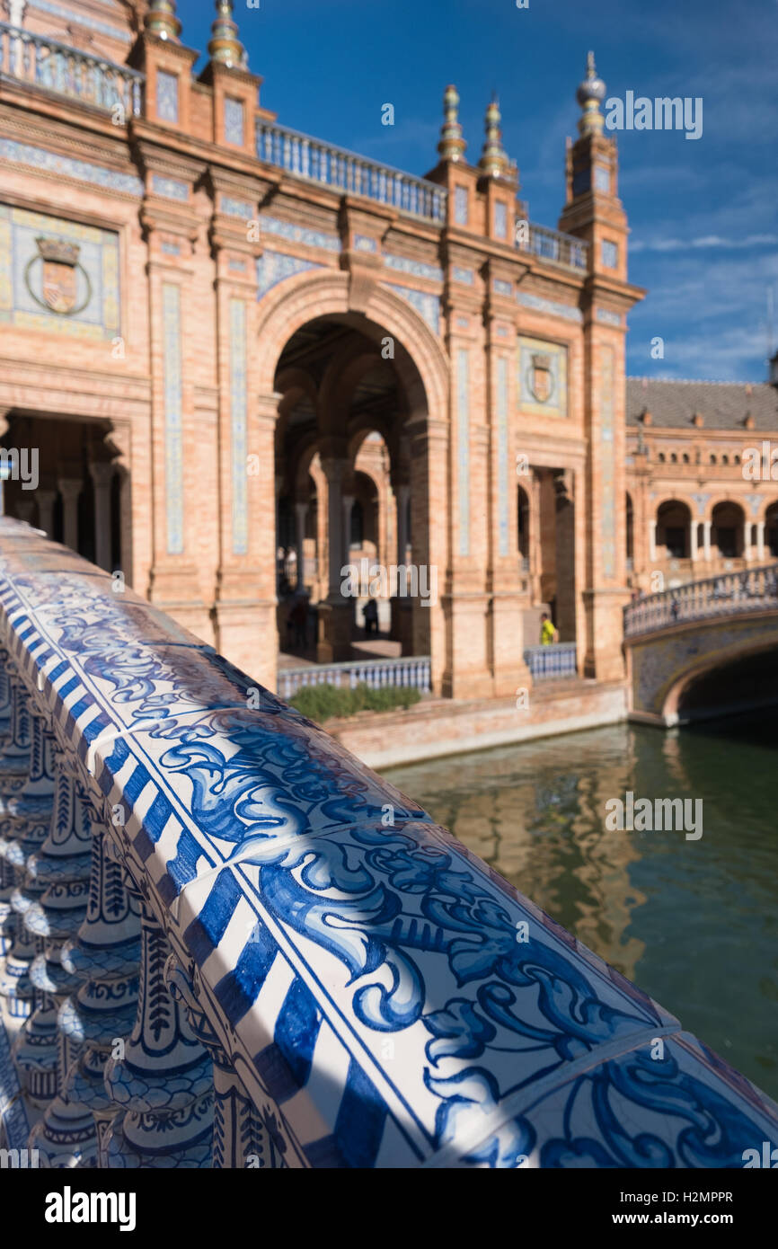 Decorated bridge handrail, Plaza de Espana Stock Photo - Alamy