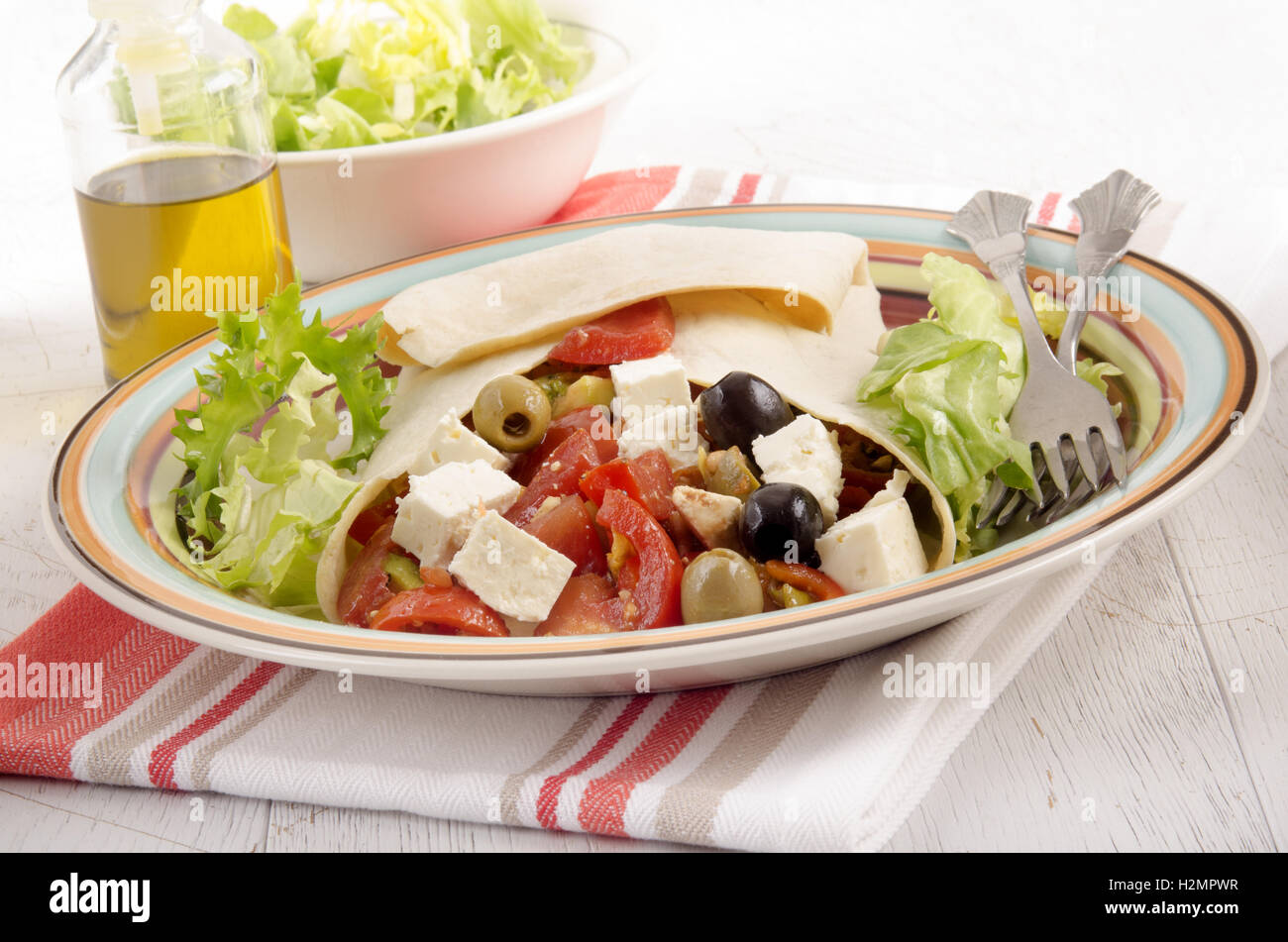 greek style crepe on a plate Stock Photo - Alamy