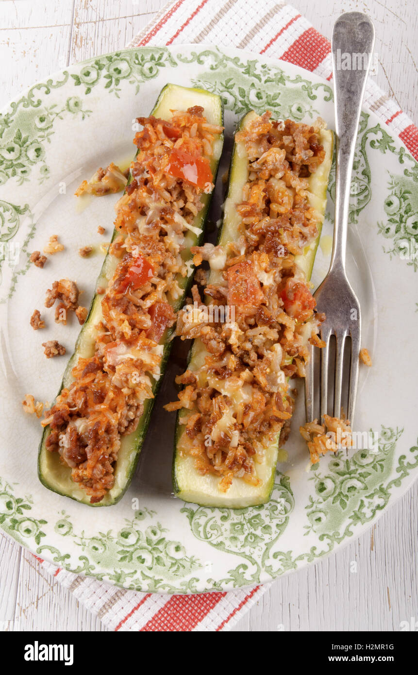 stuffed zucchini with rice and minced meat filling Stock Photo - Alamy