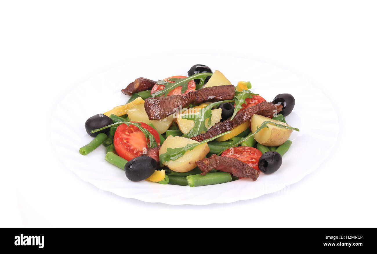 Salad with beef fillet and potatoes Stock Photo - Alamy
