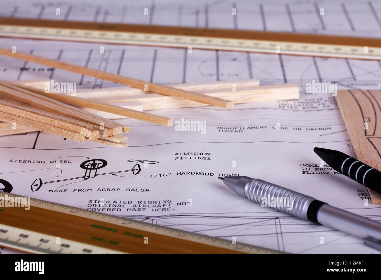 Making a model airplane from balsa wood with instructions Stock Photo ...