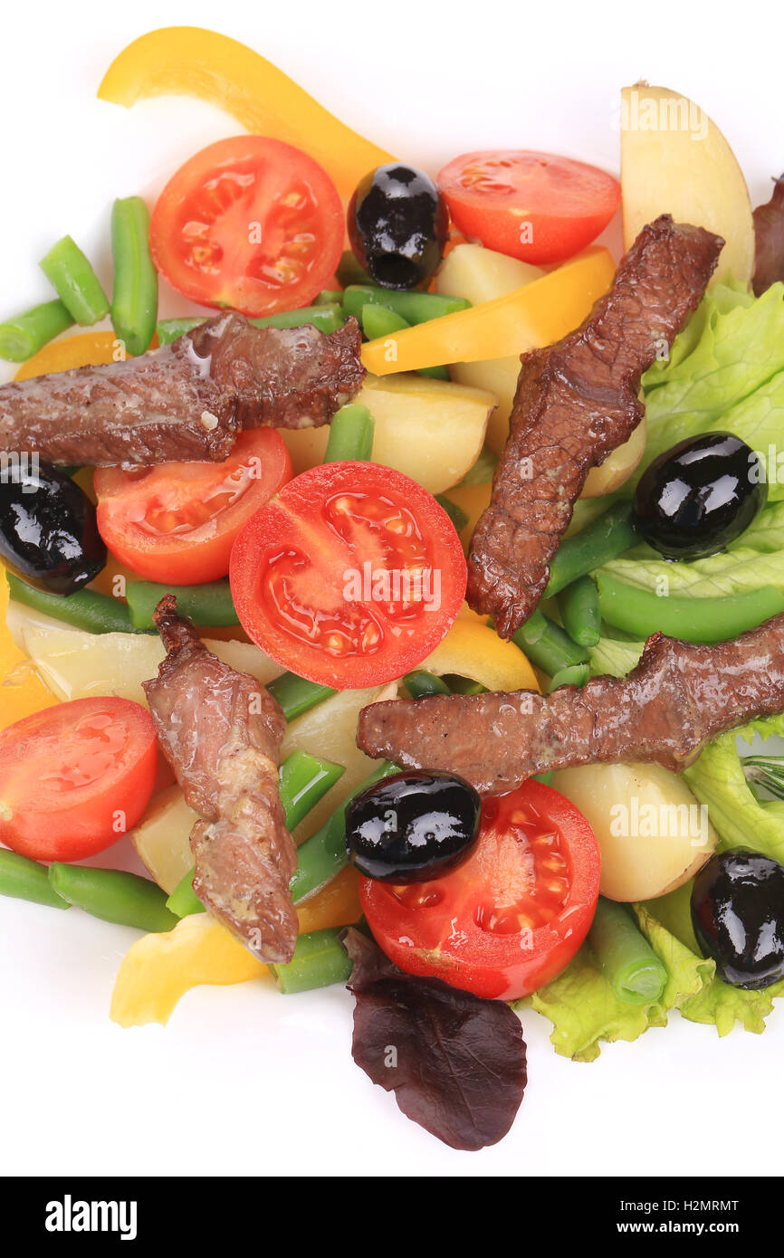 Salad with beef fillet and potatoes Stock Photo - Alamy