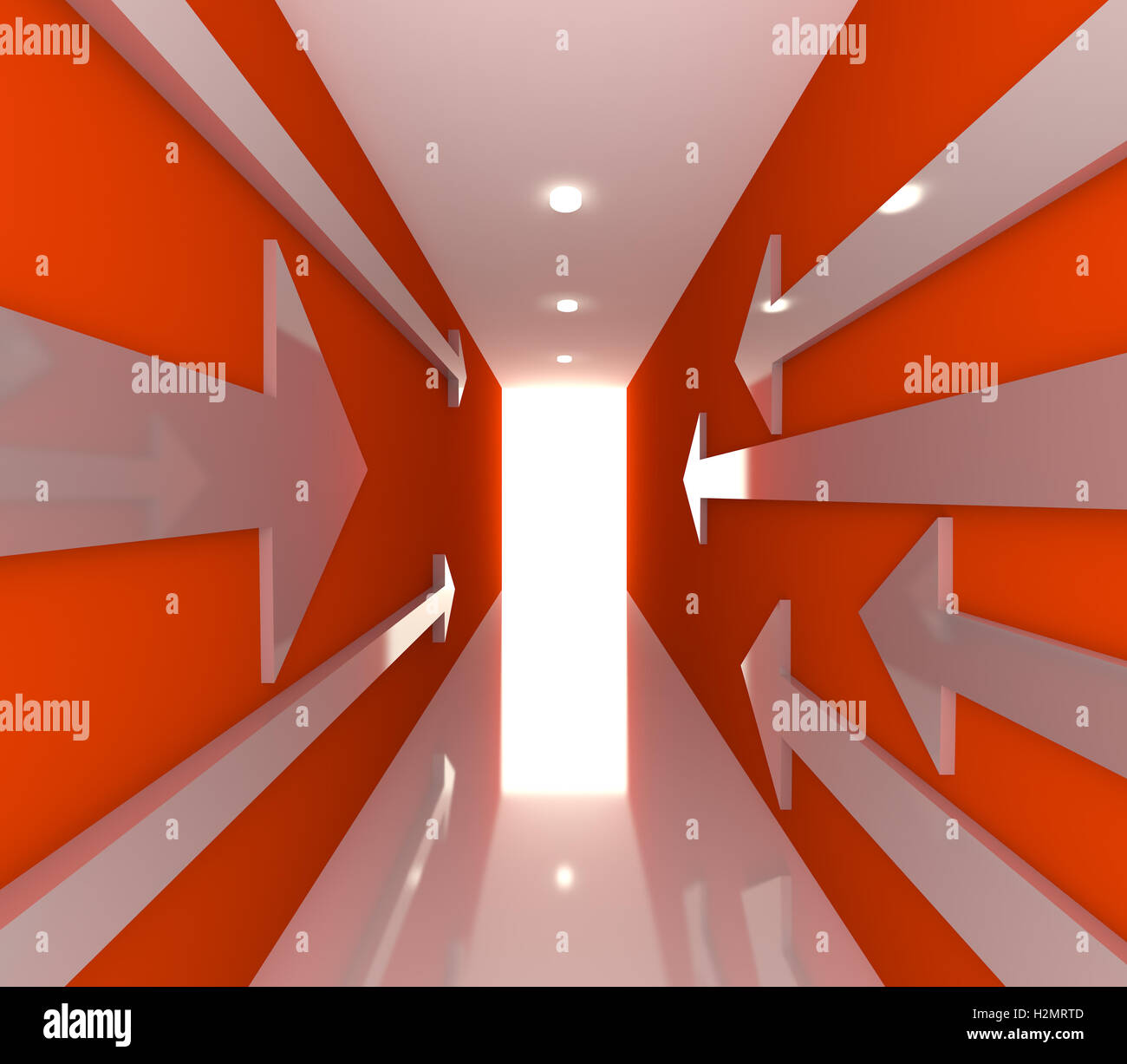 Red Empty Room With Arrow Stock Photo - Alamy