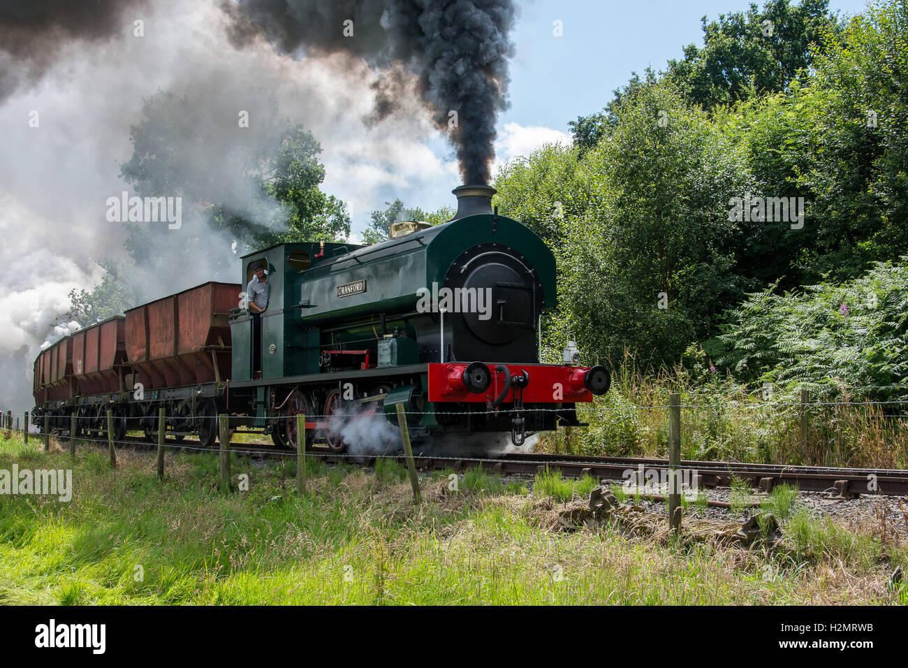Steam tank loco Cranford leaving Foxfield Colliery with a short rake of ...