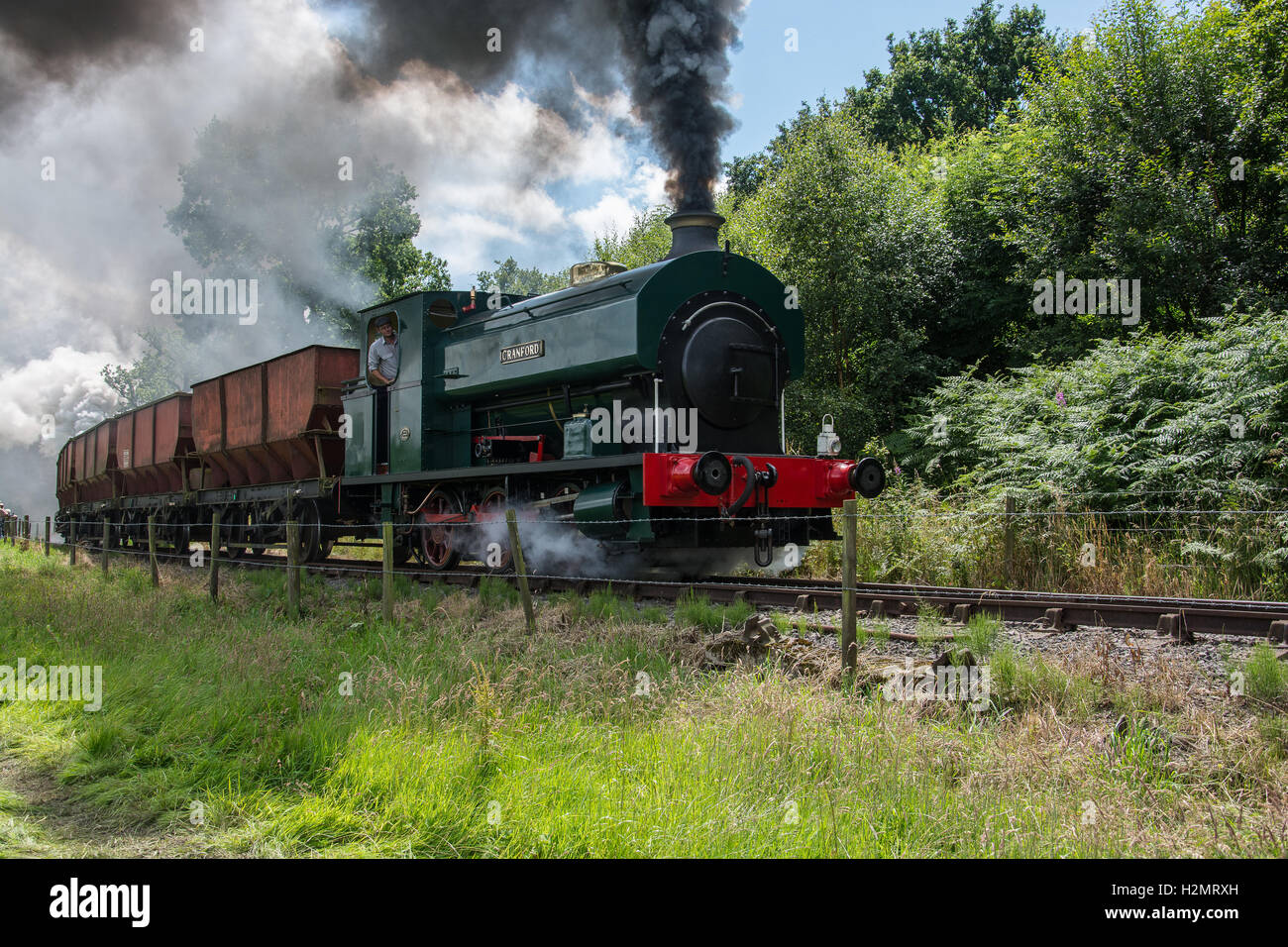 Steam tank loco Cranford leaving Foxfield Colliery with a short rake of ...