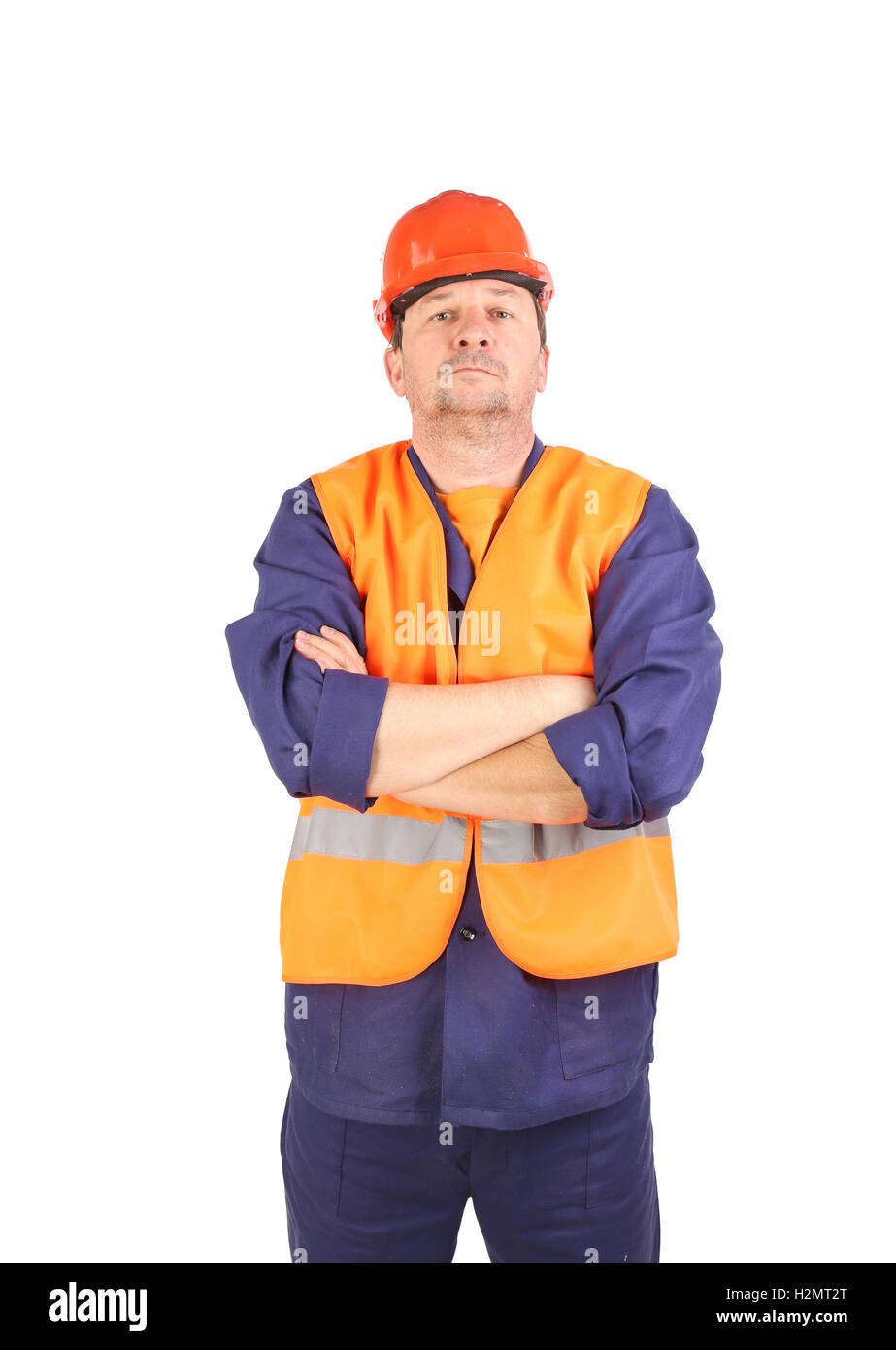 Worker in red protective helmet Stock Photo - Alamy