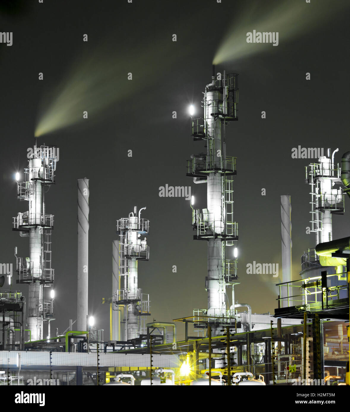 Industrial building at night Stock Photo - Alamy