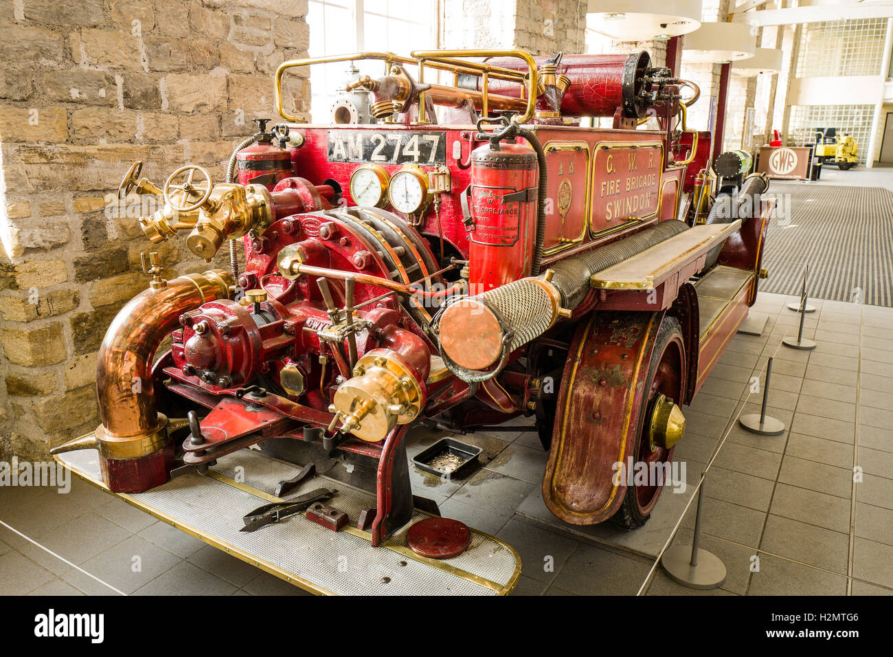 An old fire engine which once worked in Swindon railway workshops UK ...