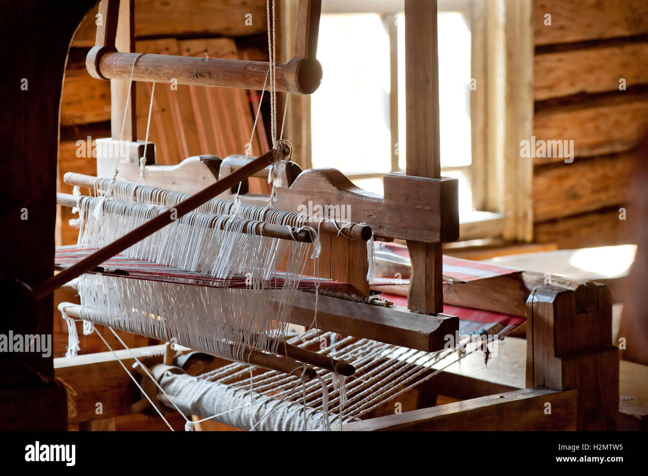 Russian loom in a village house Stock Photo - Alamy
