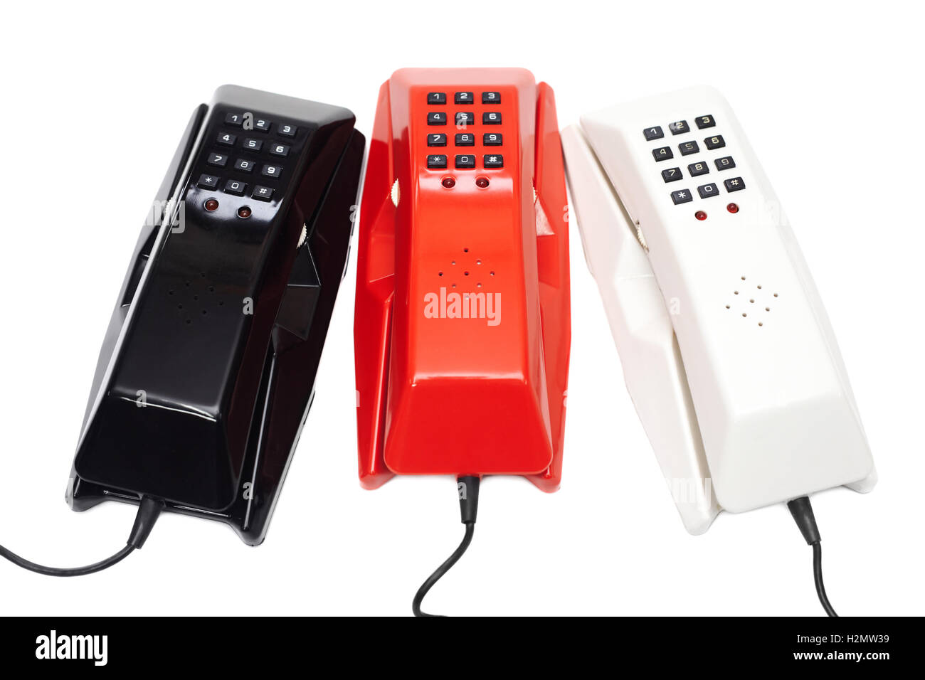 Old wired phones Stock Photo - Alamy