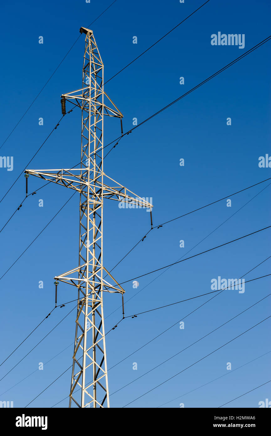 high voltage power lines Stock Photo - Alamy