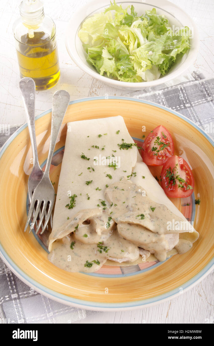 crepe with turkey meat filling Stock Photo - Alamy