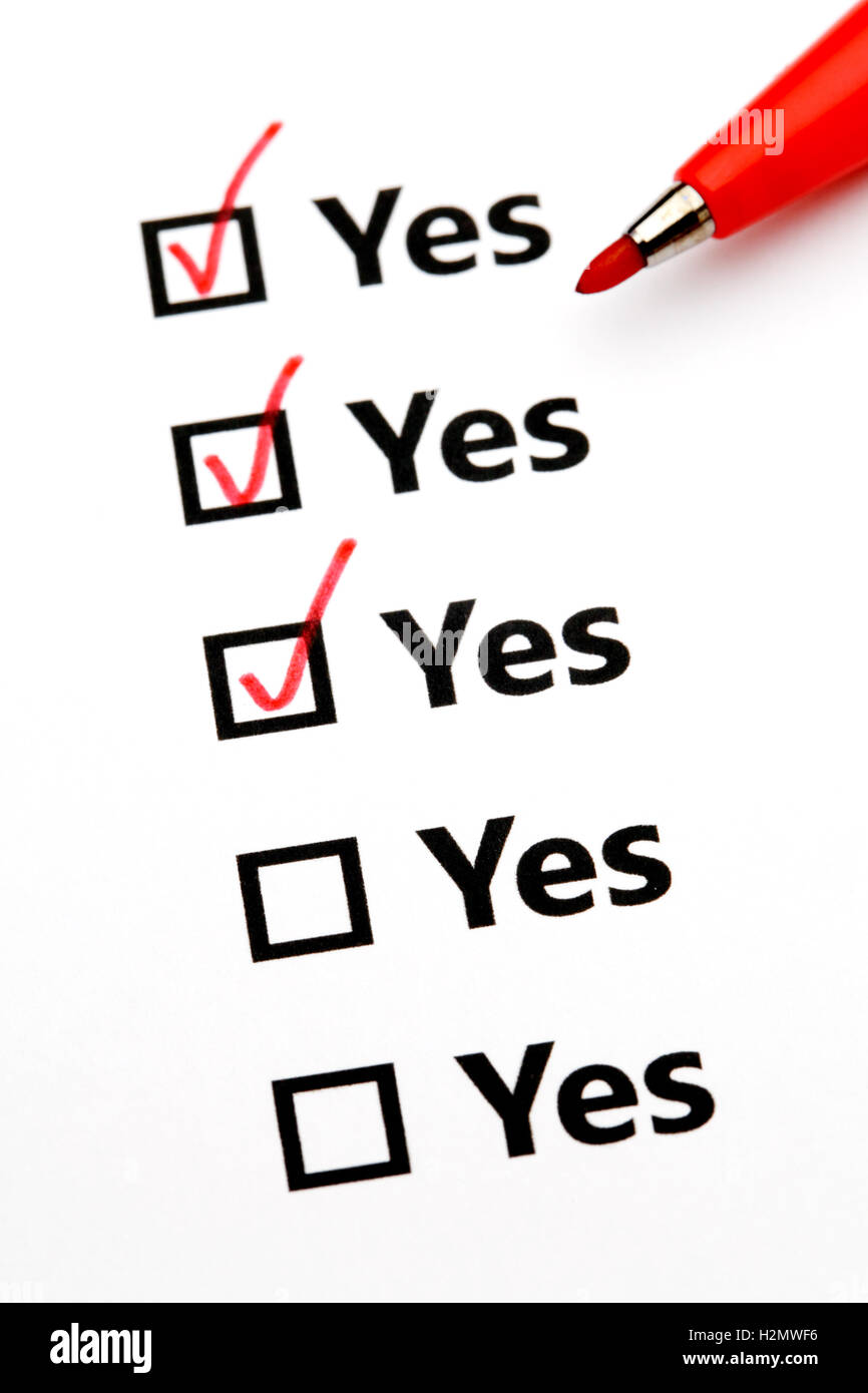 Yes checkbox hi-res stock photography and images - Alamy