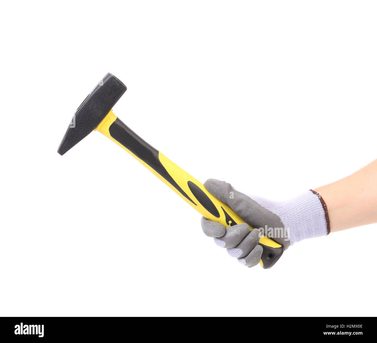 Man hand holding hammer Stock Photo - Alamy