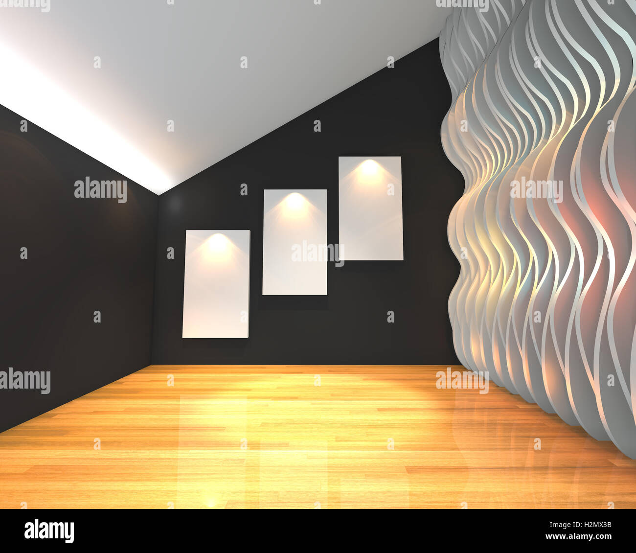 black wall wave gallery Stock Photo - Alamy