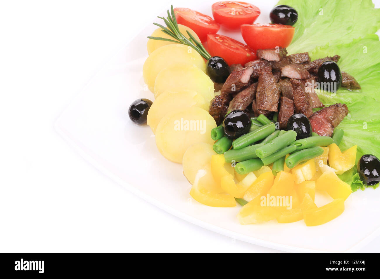 Salad with beef fillet and potatoes Stock Photo - Alamy