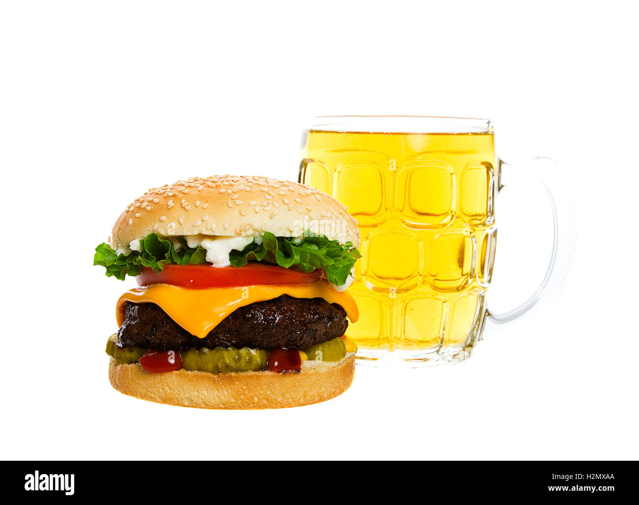 Delicious burger beer Cut Out Stock Images & Pictures - Alamy
