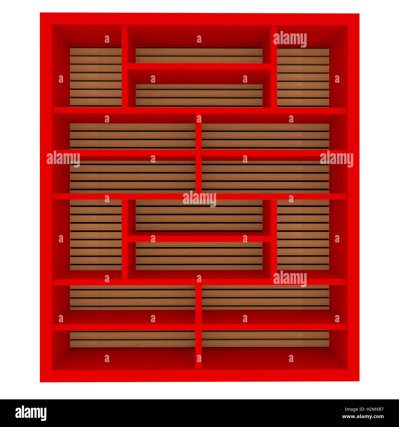 Empty red shelves Stock Photo - Alamy