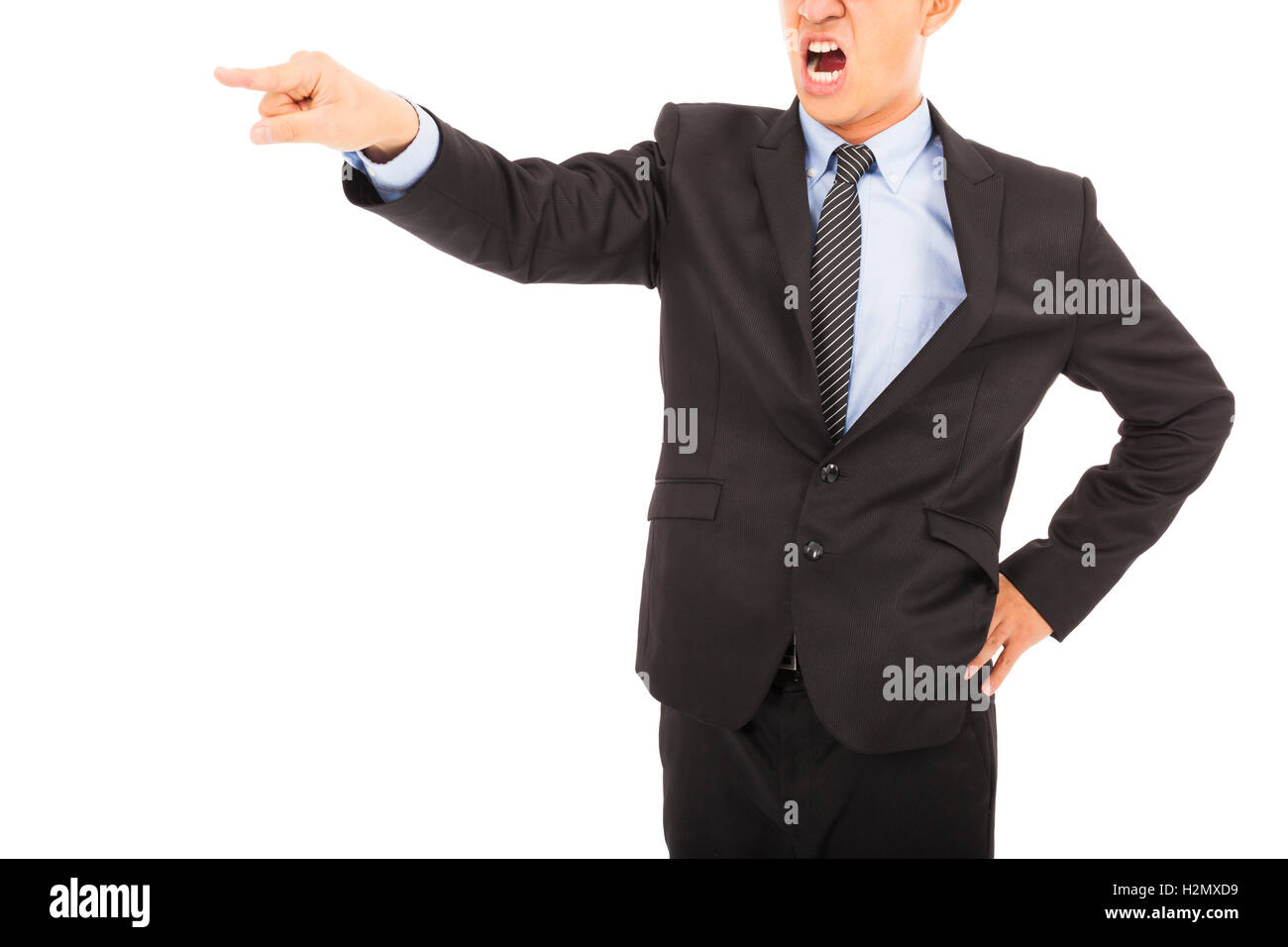 angry businessman pointing to something with yelling Stock Photo - Alamy
