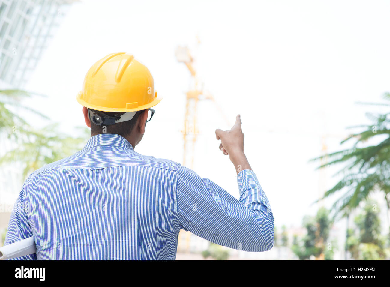 Indian male site construction contractor Stock Photo - Alamy