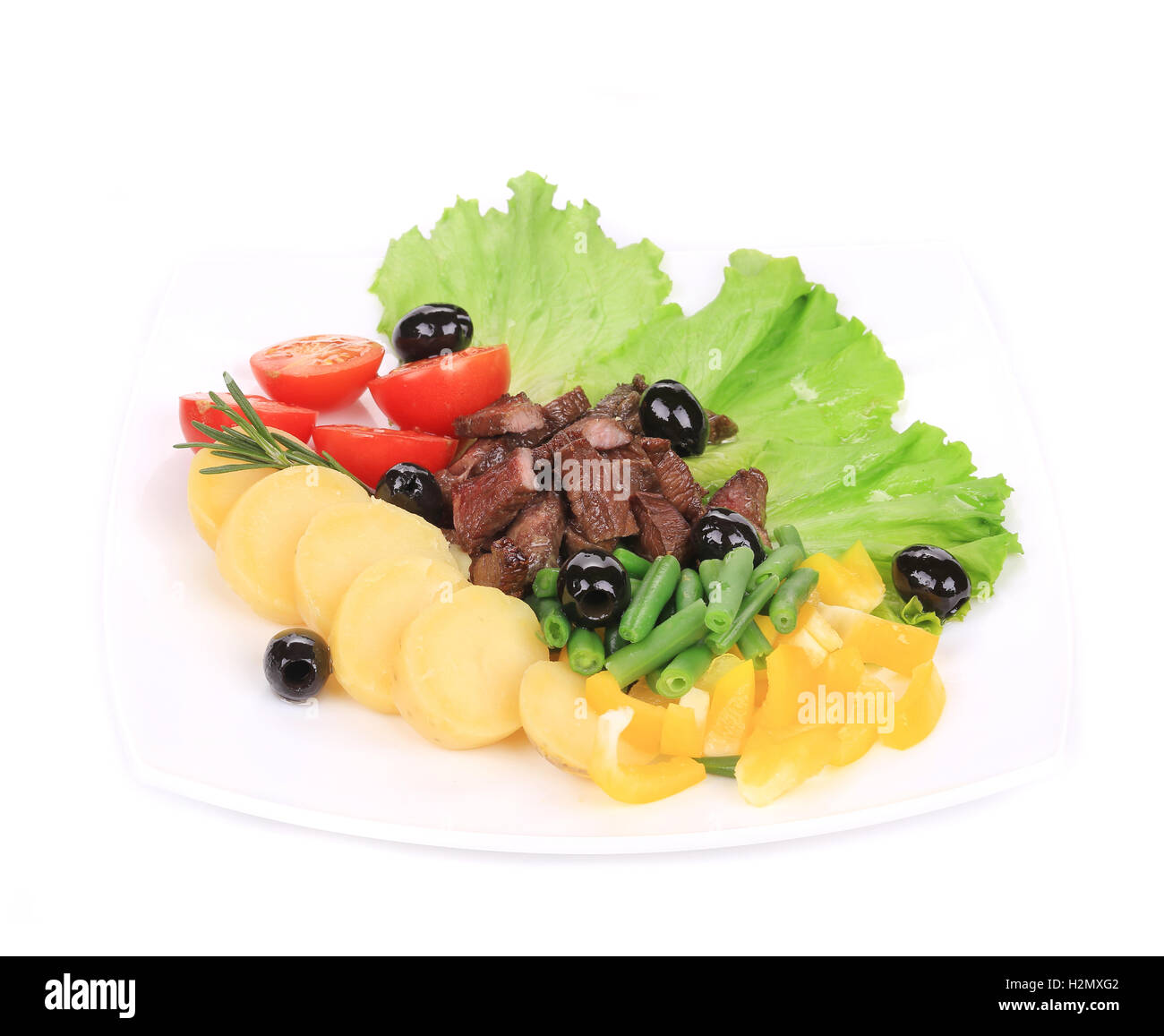 Salad with beef fillet and potatoes Stock Photo - Alamy